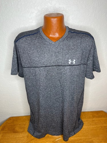 Men's Under Armour Threadborne v-Neck S/S Sleeve T-Shirt Large L - Gray ...