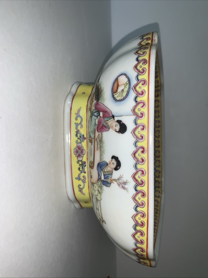 Chinese Ceramic Porcelain Square Bowl Red Mark Famille Rose? 8.5” | eBay