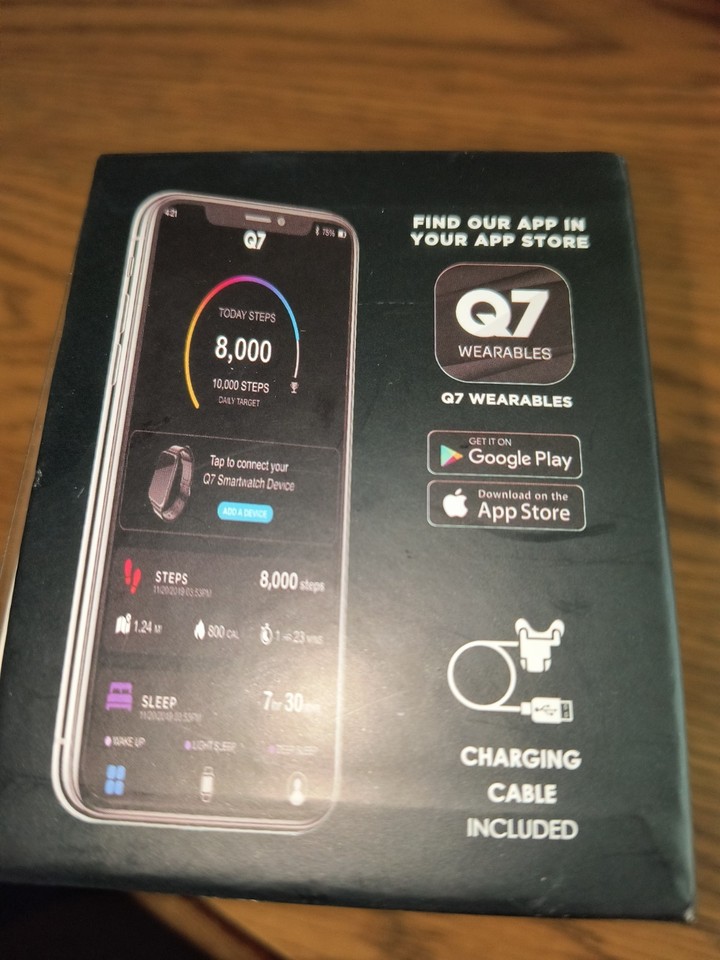 Q7 Smartwatch, Black, Heart rate, Activity tracker, Sleep monitor, NEW ...