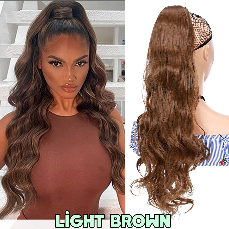 24 inch Drawstring Ponytail Clip in Thick Head Hair Extensions Thick As ...