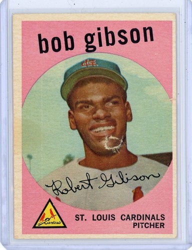 1959 Topps Bob Gibson Rookie #514 Low Grade Creased RC St Louis ...