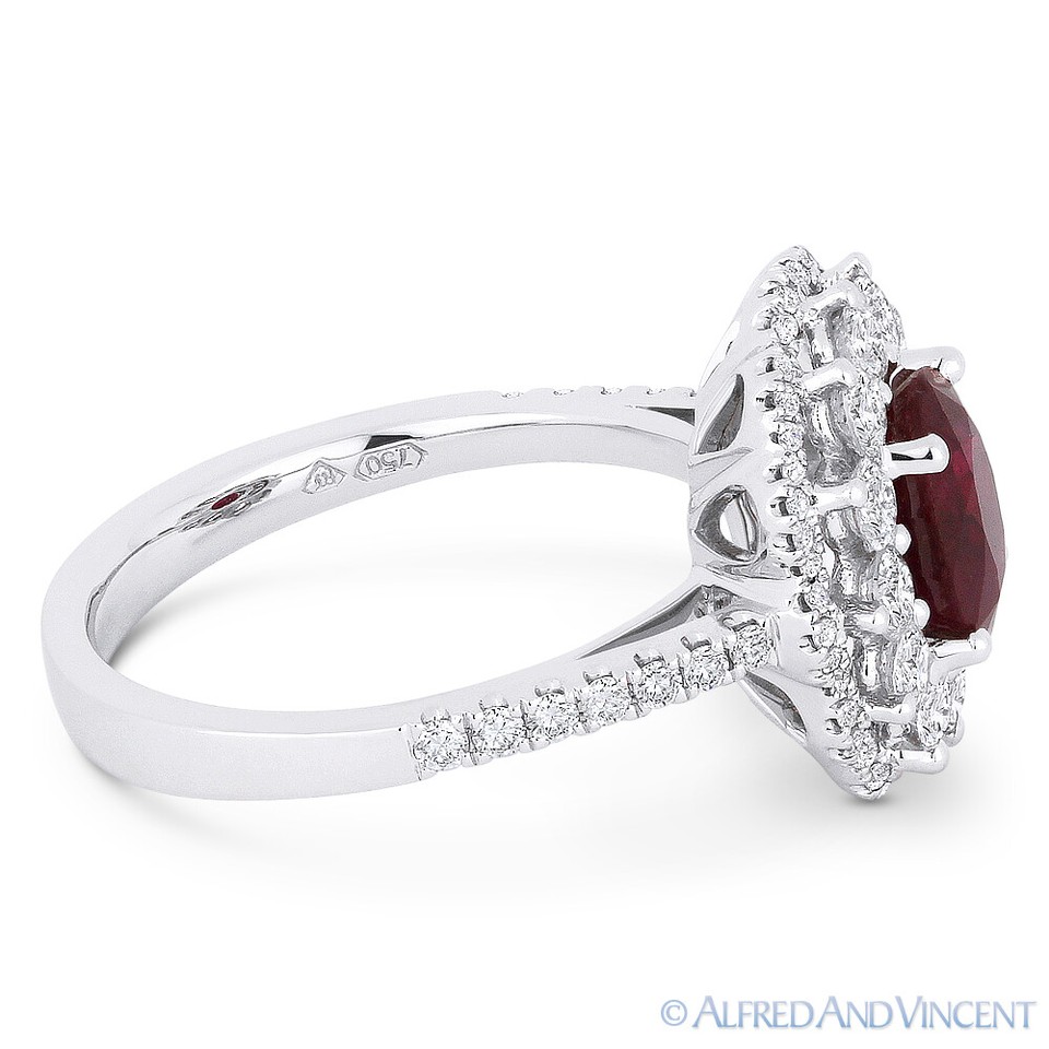 2.54 ct Oval Cut Ruby & Diamond Pave Right-Hand Cocktail Ring in 18k ...
