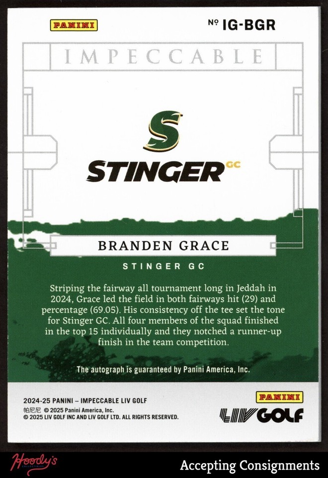 2024 Panini Impeccable LIV Impeccable Greens #3 Branden Grace AUTO 26/29 | eBay