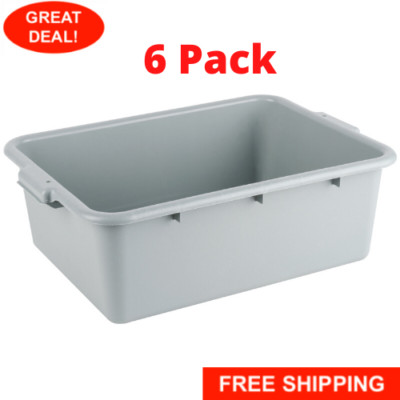 (6-Pack) 20" x 15" x 7" NSF Gray Plastic Bus Tub Dish Bus Box | eBay