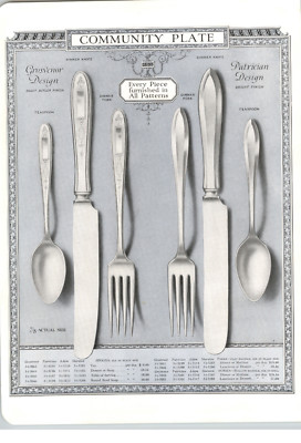 1923 PAPER AD Community Plate Silverware Grosvenor Patrician Pattern | eBay