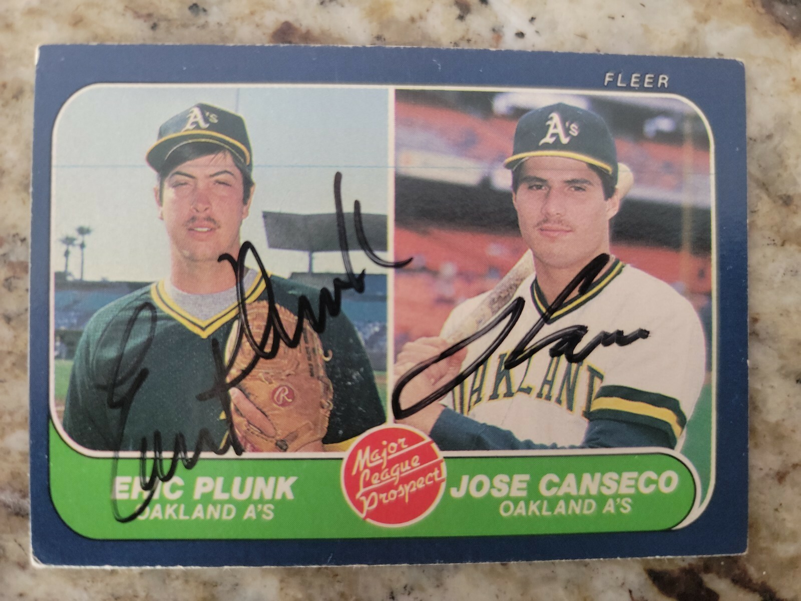Jose Canseco , Eric Plunk 1986 Fleer Autographed Rookie Card #649 | eBay