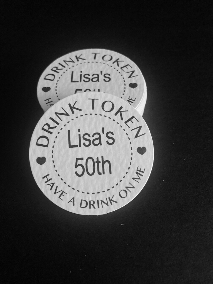 Personalised or generic Drink Token, for bars, parties, weddings. pk10 ...