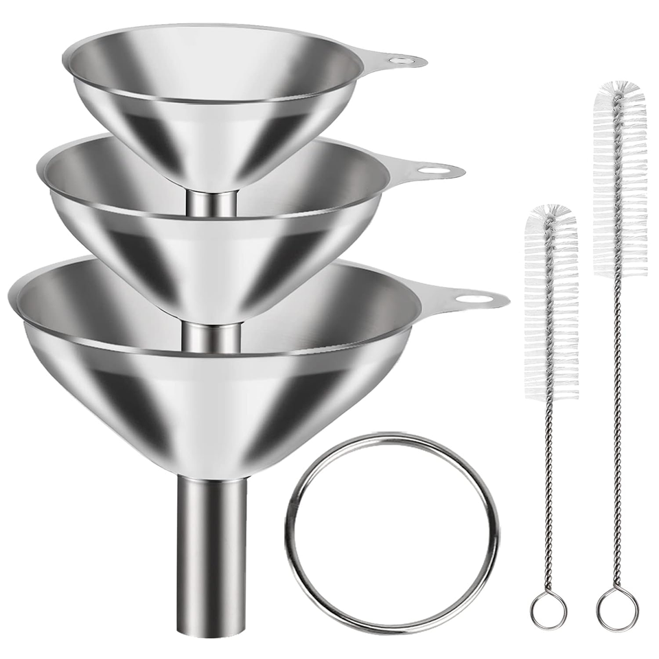 6 Pcs Stainless Steel Mini Funnels for Kitchen Use Large Tiny Small ...