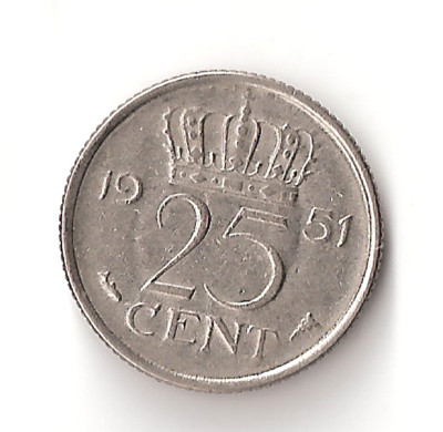 1951 The Netherlands 25 Cent Coin Holland Dutch | eBay