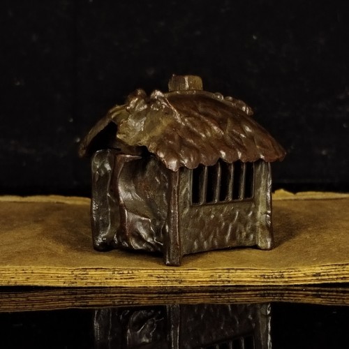 Chinese Antique Bronze Handheld Tree House Incense Burner Statue ...