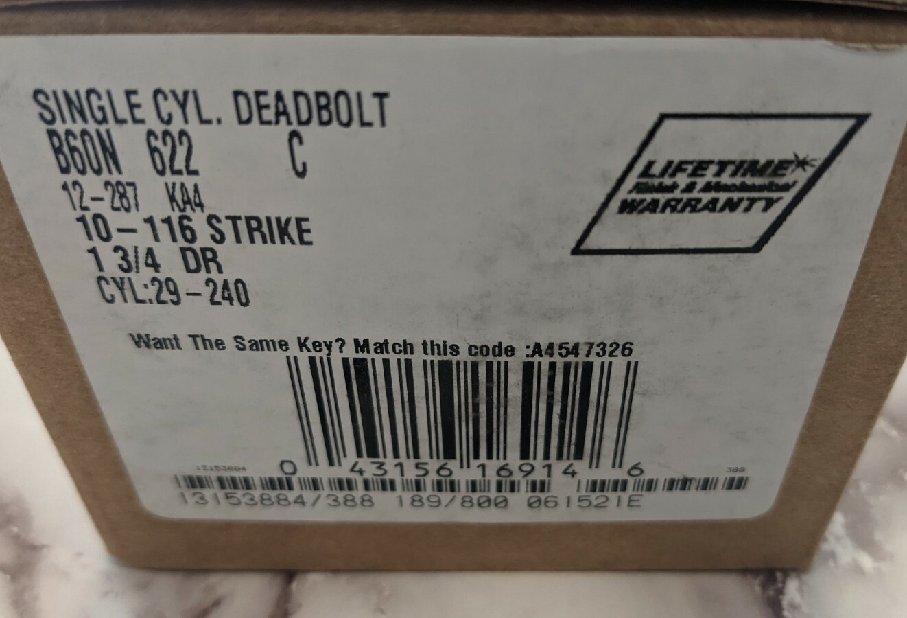 SCHLAGE B60N 622 C Single Cylinder Keyed Entry Grade 1 Deadbolt in ...