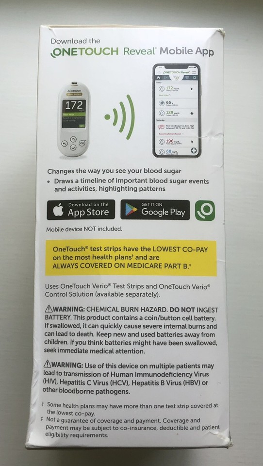 One Touch Verio Reflect Blood Glucose Monitoring System Bluetooth (Exp ...