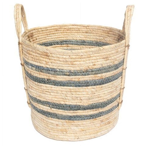 Natural Maize Colored Stripe Basket, Blue Gray, Large | eBay