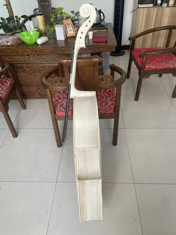 4/4 Cello Full Size Unfinished Cello Flame Maple Spruce Wood Cello Kit ...