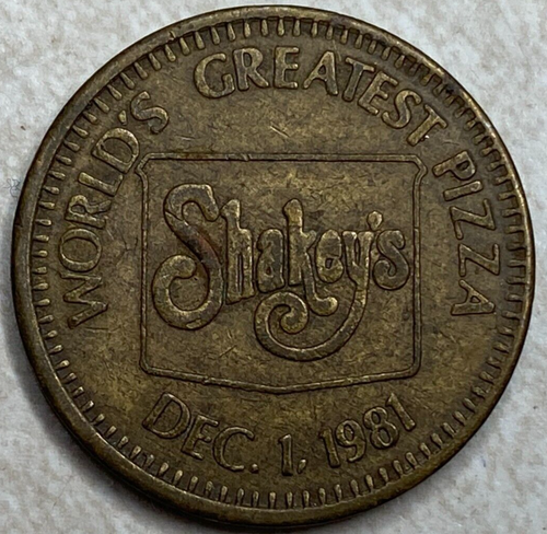 Shakey's Pizza 1981 Restaurant Game Arcade Trade Pinball Jukebox Token ...