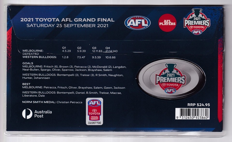 AUSTRALIAN PNC: 2021 MELBOURNE DEMONS AFL PREMIERS MEDALLION L/E #M3087 ...