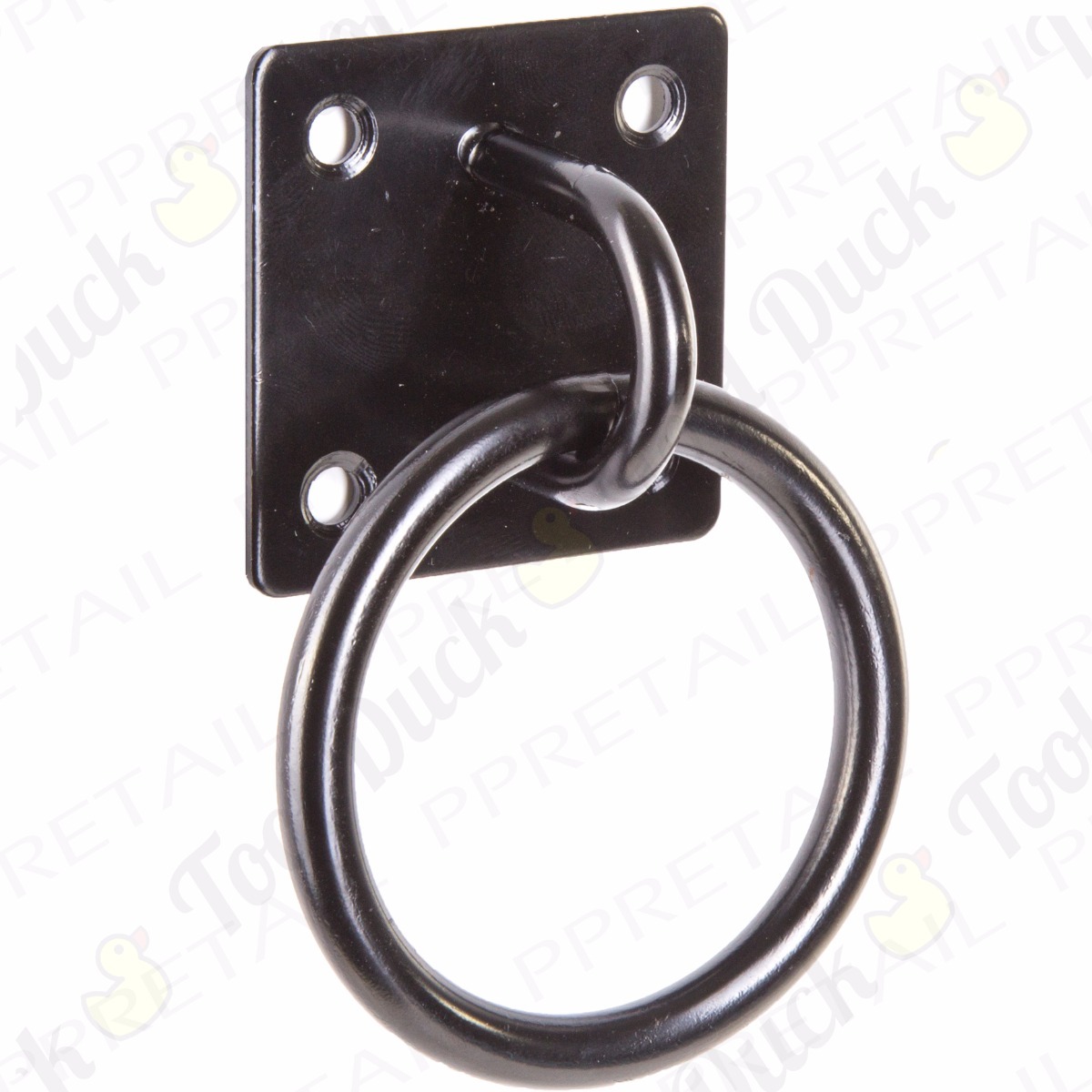 BLACK STEEL STAPLE HOOK RING EYE PLATE Secure Tie Up Off Cable Rope ...