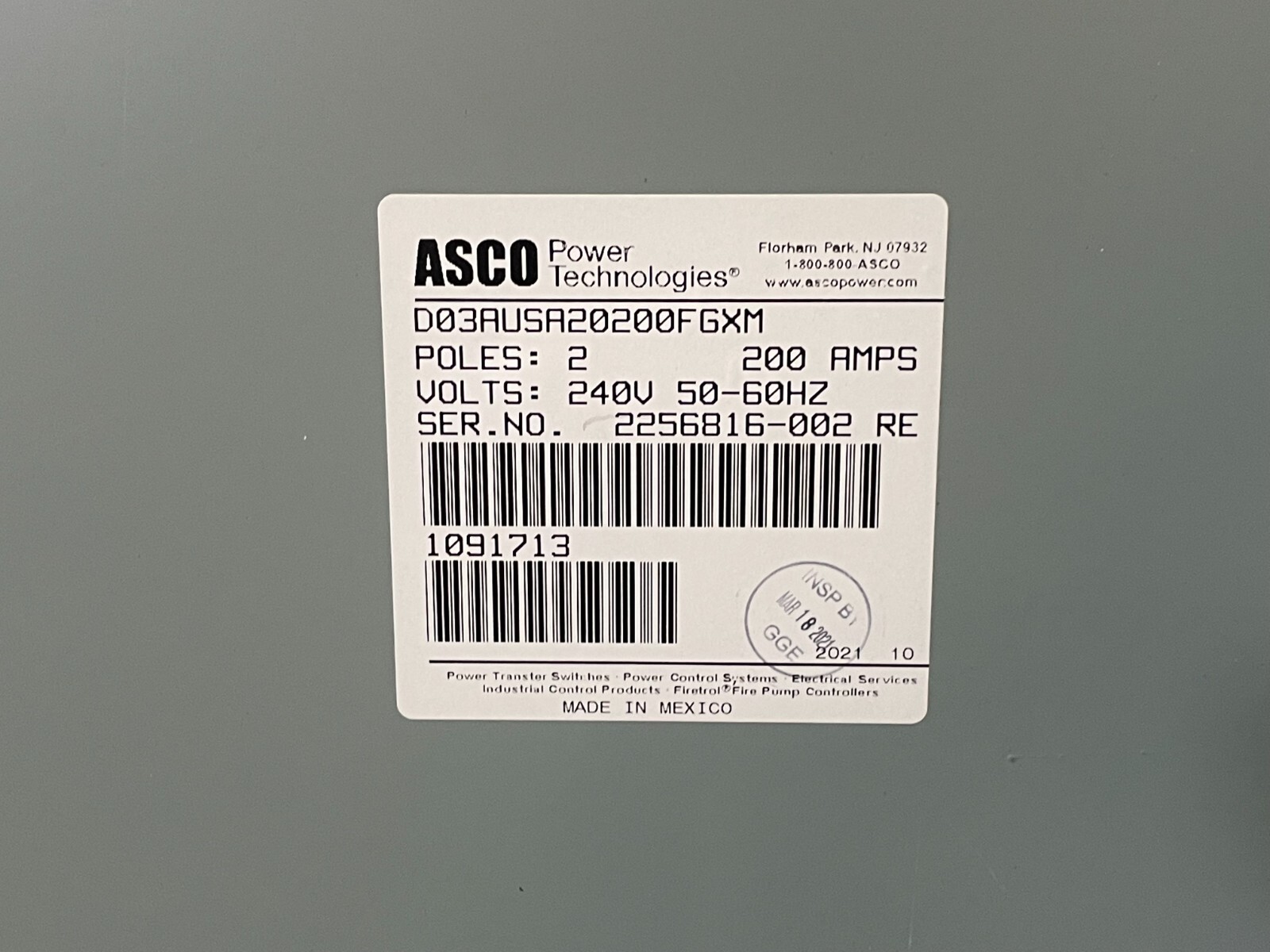New 200A ASCO Automatic Service Entrance Transfer Switch | eBay