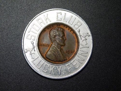 TOKEN 1937 LINCOLN CENT STORK CLUB LUCKY PENNY | eBay