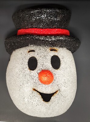 Vtg Melted Popcorn Plastic Frosty Snowman Head Christmas Porch Light ...