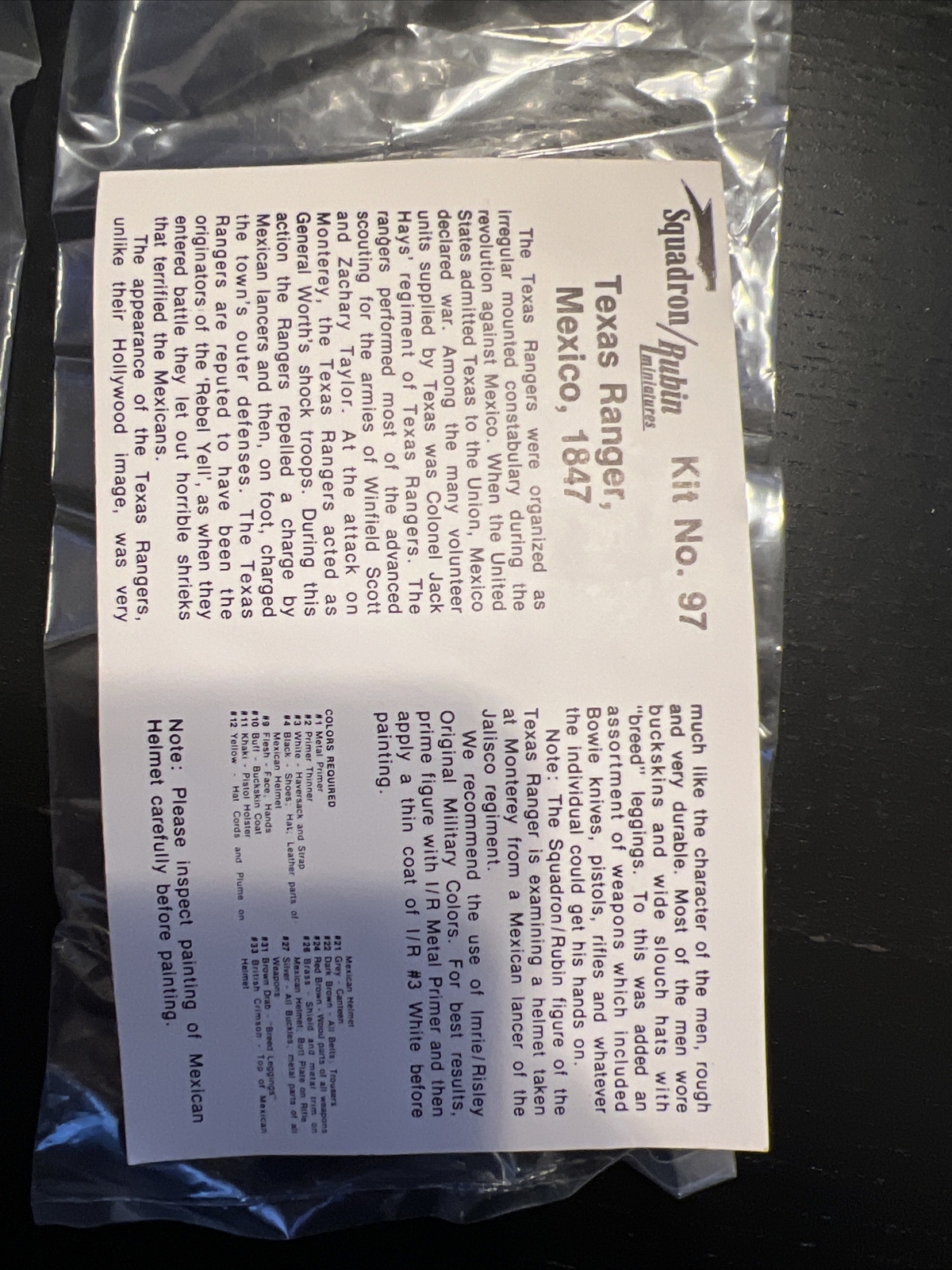 Vintage Squadron/Rubin Miniature #97 Texas Ranger Mexico 1847 | eBay