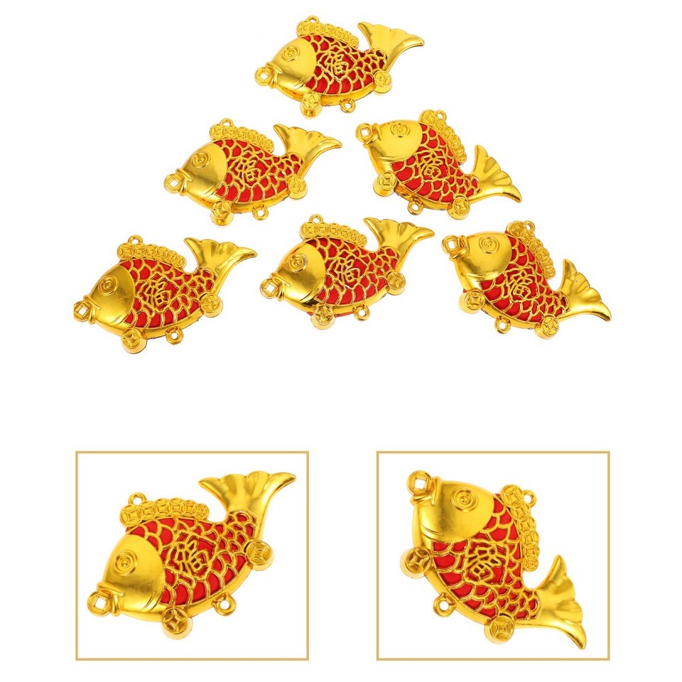 6 Pcs Spring Festival Diy Pendants Chinese Lucky Carp Decor New Year ...