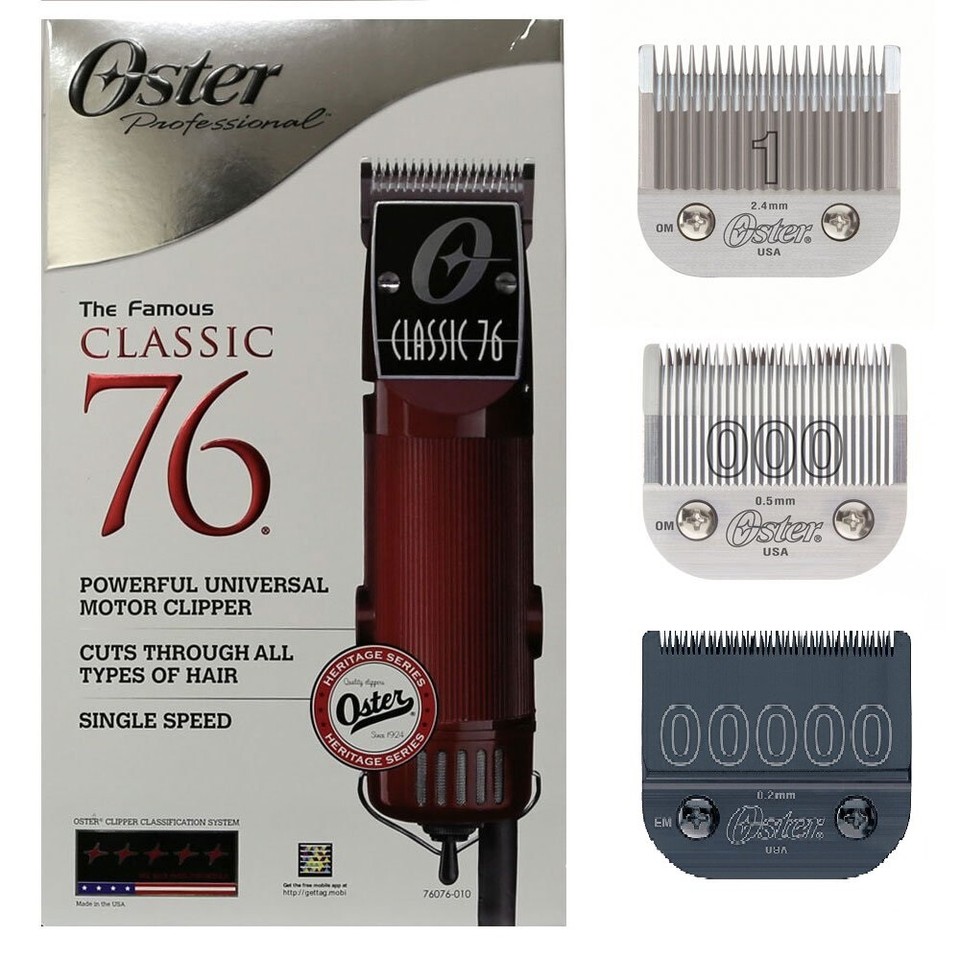 OSTER Classic 76 Clipper with 00000 Blade, 10 Guide Set & Neck Duster ...