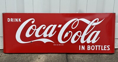 Vintage 1950's Porcelain Coca-Cola Sled Sign-68"x 24" | eBay