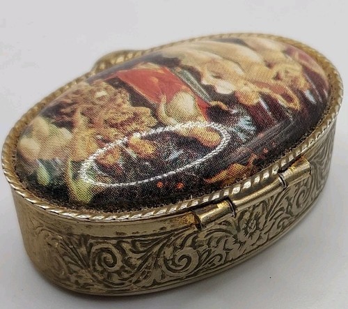 Roman Greek Ladies SCENE - Gold Tone Metal PILL OR TRINKET BOX VINTAGE ...