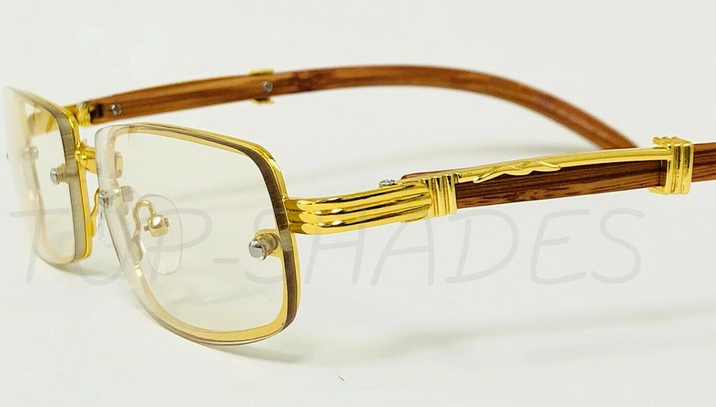Men's Clear Lens Eye Glasses Classy Elegant Sophisticated Gold Frame ...