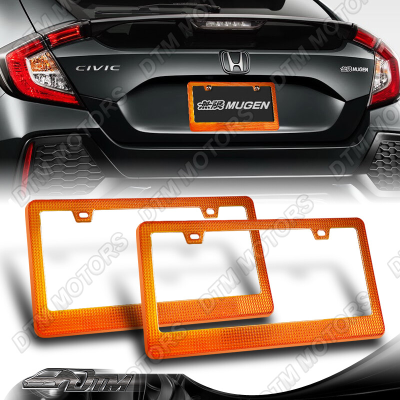2 x Diamond Cut Style Car Orange License Plate Frame Cover Holder Front ...