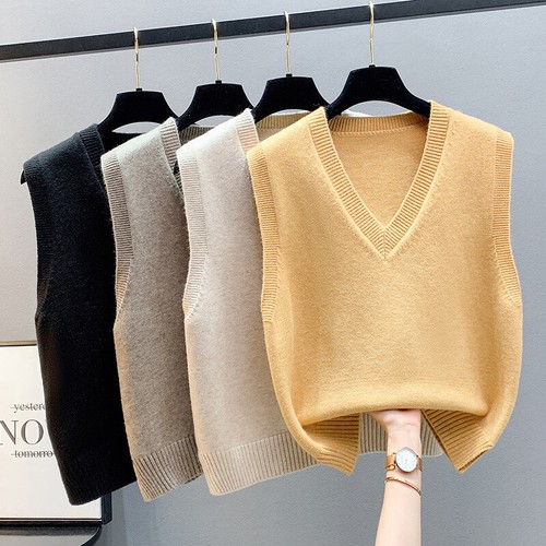Lady Knit Waistcoat Vest Tank Top Pullover Jumper Sweater V Neck ...