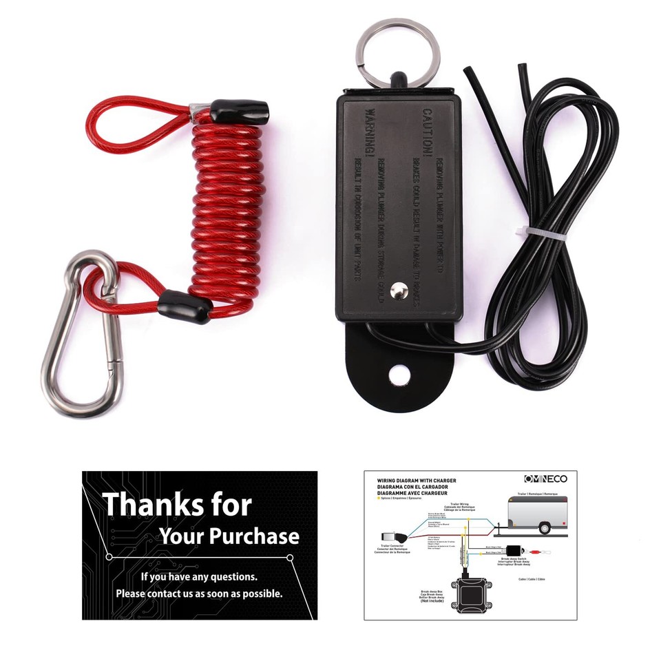 6Ft 1.9M Trailer Breakaway Switch Break Control Kit Electric Brake ...