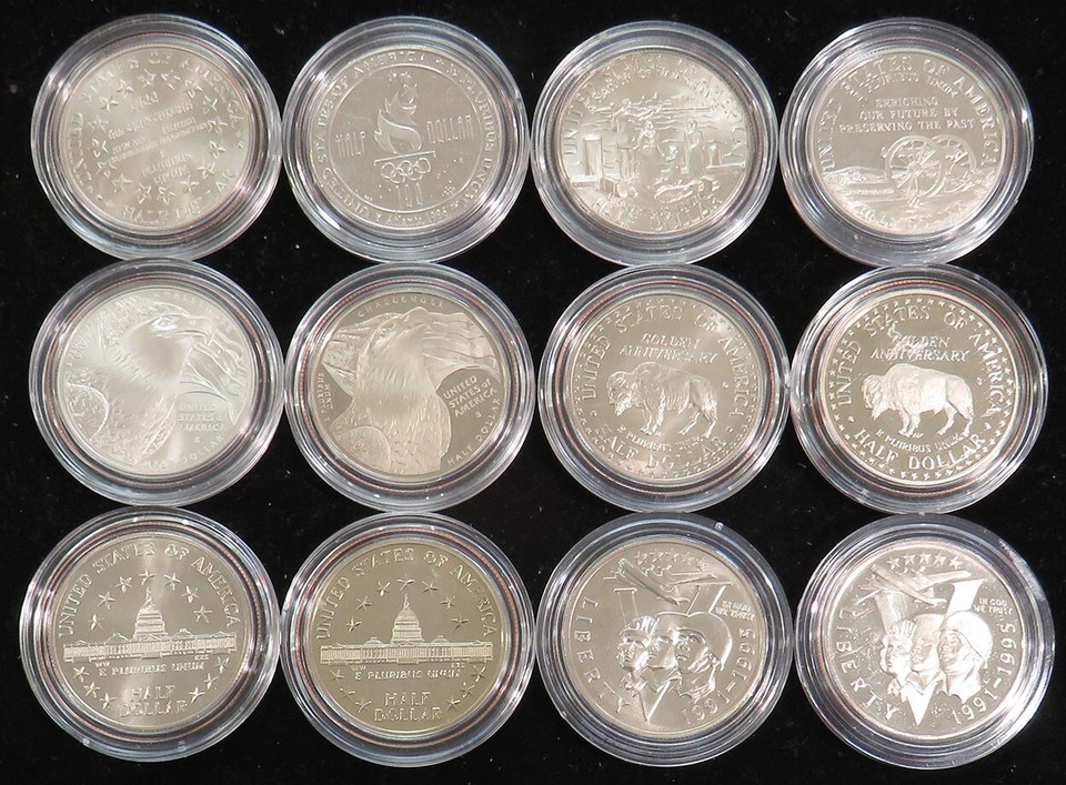 (12) DIFFERENT 50c COMMEMORATIVE BU / PROOF COINS IN CAPSULES | eBay
