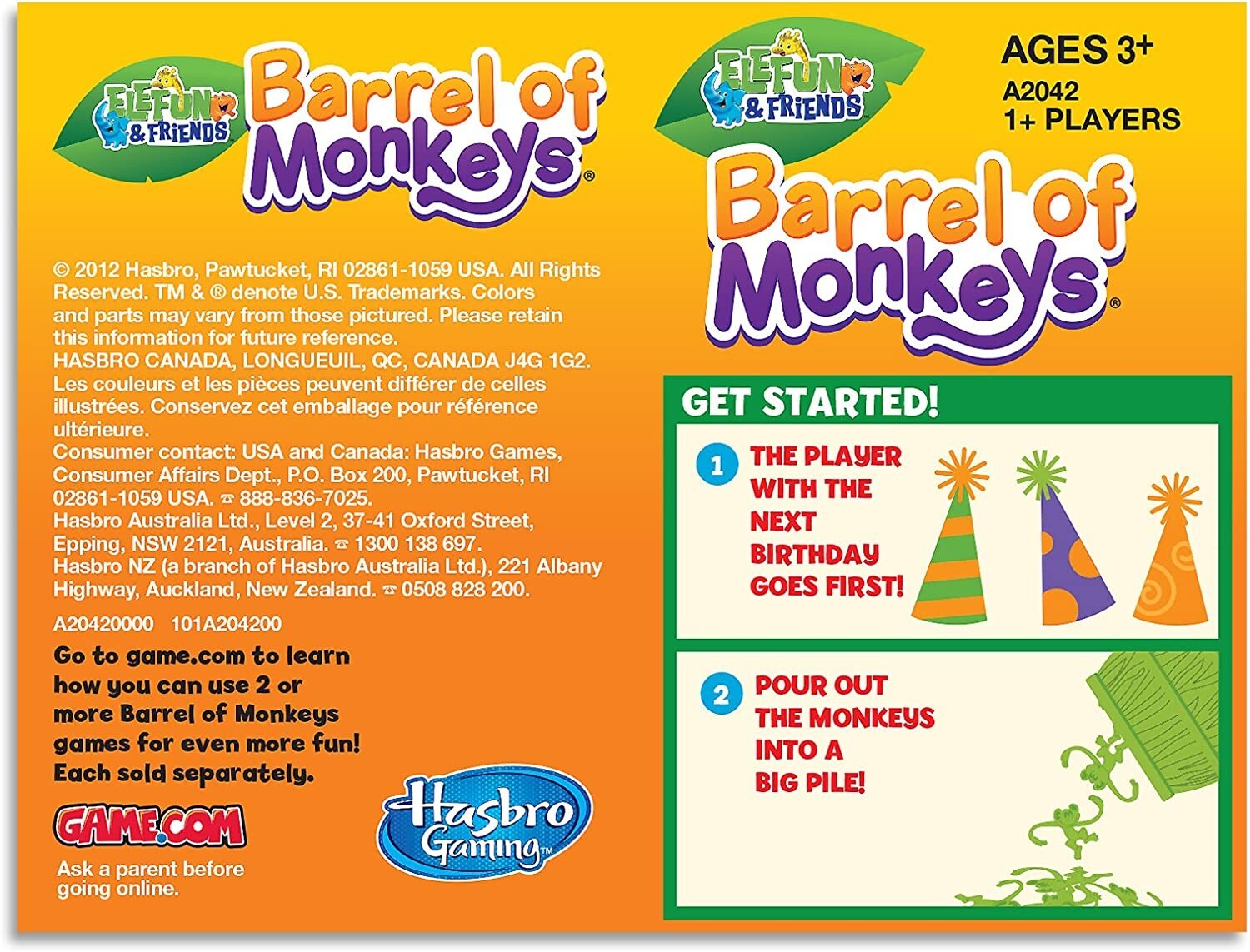 Elefun and Friends Barrel of Monkeys Game Randomly Selected Free ...