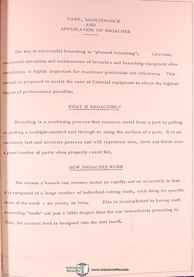Colonial Broach Bendix FS-5 – 48, Surface Grinder Service Manual Year ...