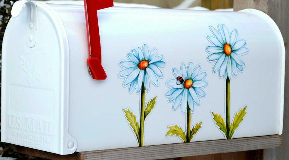 Mailbox Magnet Partial Cover Daisy Trio Address Nbrs for White Mail Box ...