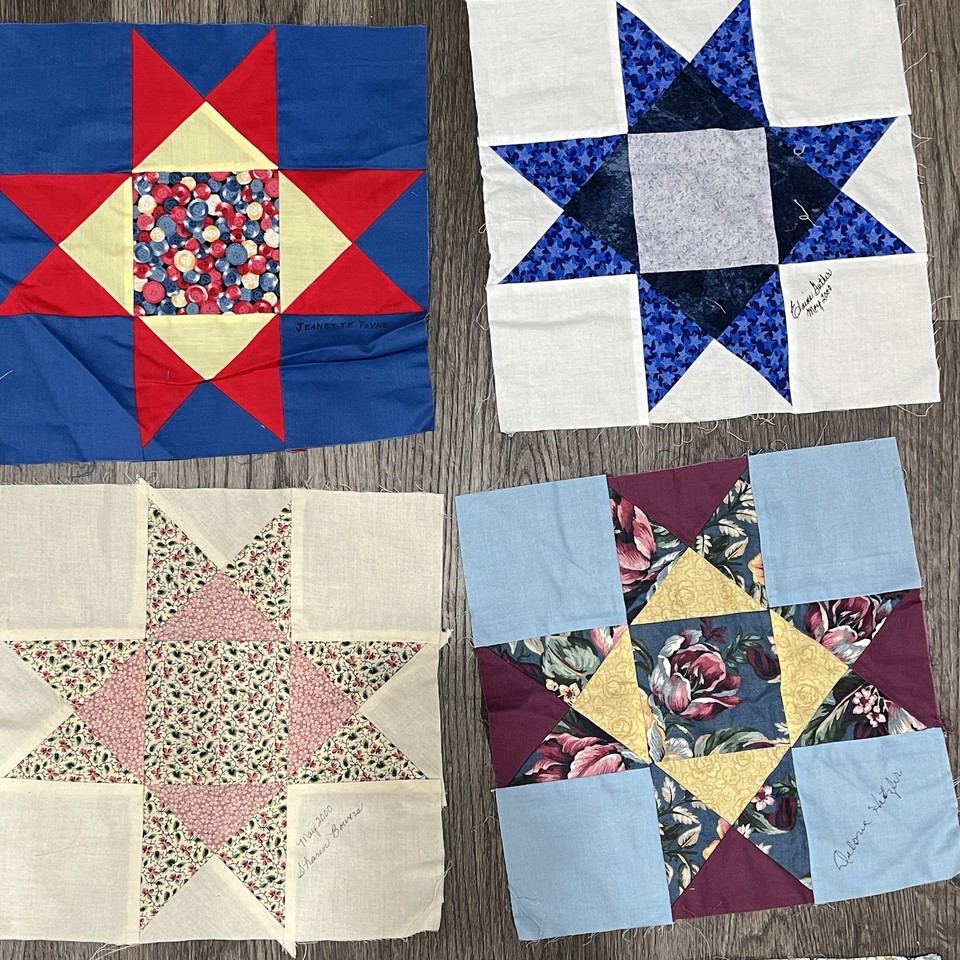 Vintage Quilt Blocks Star Pattern Friendship 21 Pcs Patchwork Cotton 12 ...