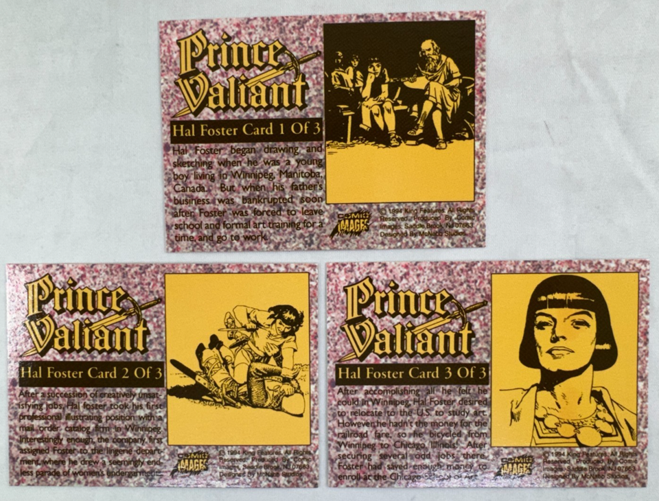 PRINCE VALIANT (Comic Images 1994) Complete 3 Card HAL FOSTER Chase ...