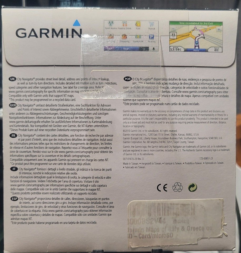 Garmin City Navigator NT Italy And Greece SD Card Maps Unopened | eBay
