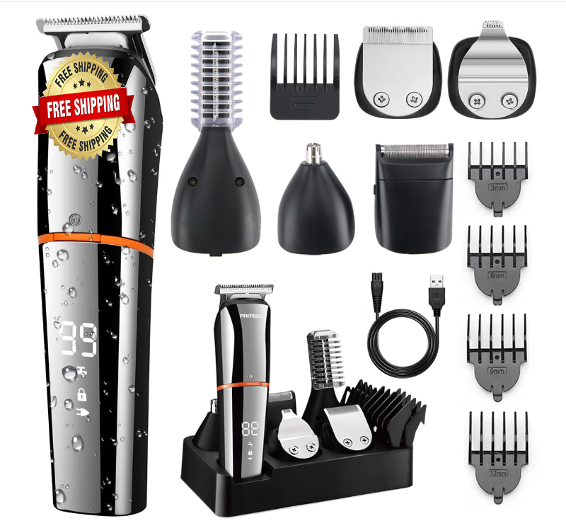 Men Beard Trimmer, Shaving Machines with 6 In 1 Grooming Kit for Hair ...