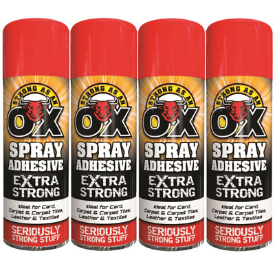 4x Extra Strong As An Ox Spray Adhesive Glue Carpet Tile Craft Fabric ...