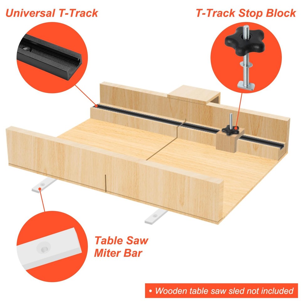 Catcan Crosscut Sled Kit for Table Saw Sled Runners Kit with 2 Aluminum ...