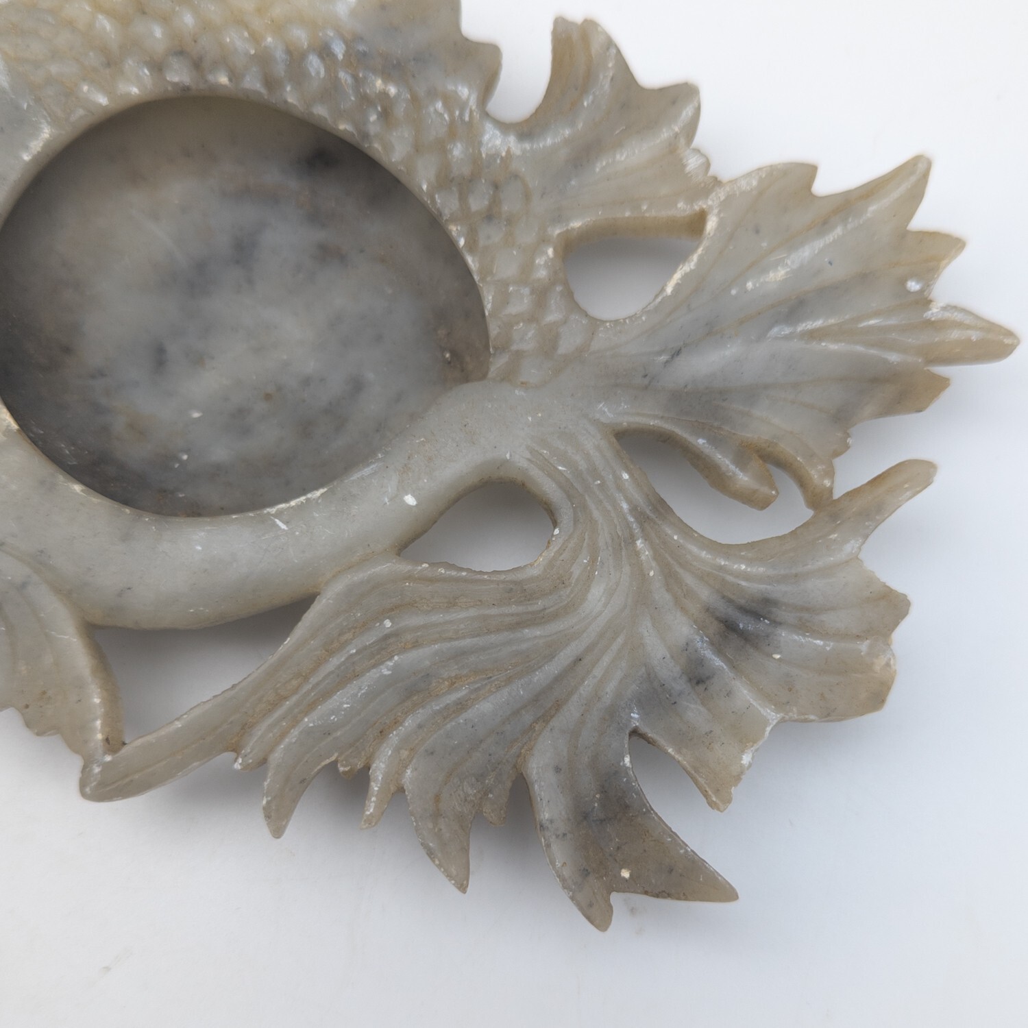 Vtg Chinese Carved Soapstone Fish Brush Pot Shoushan Koi Wash Dish ...