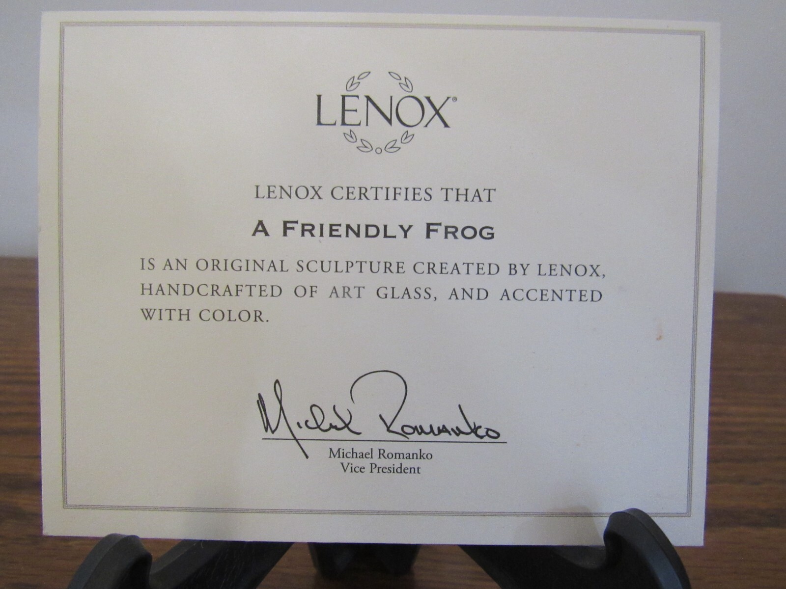 Lenox "Friendly Frog" Certificate only | eBay