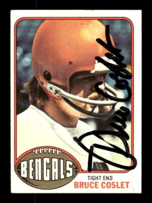 BRUCE COSLET SIGNED 1976 TOPPS FOOTBALL #369 CINCINNATI BENGALS ON-CARD ...