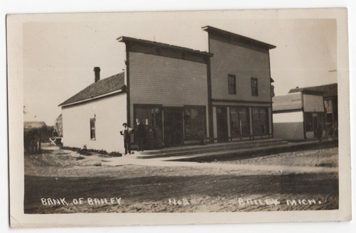 1910 Rare Bank of Bailey Michigan RPPC posted to Northport Casnovia ...
