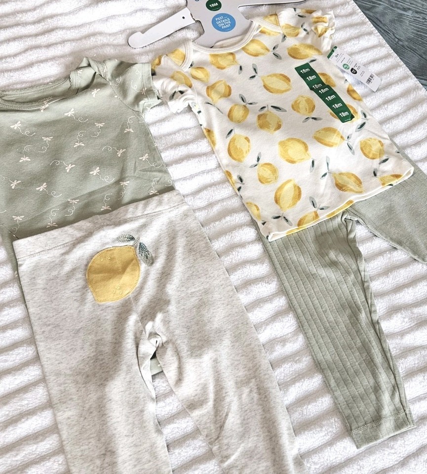 NWT Girl's Carter Baby 4pc Layette Set 18M. Lemons & Butterfly (4 ...