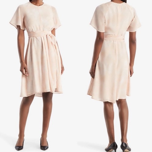 MM Lafleur The Jessica Dress Brushstroke Size XL 100% Silk Peach Salmon ...