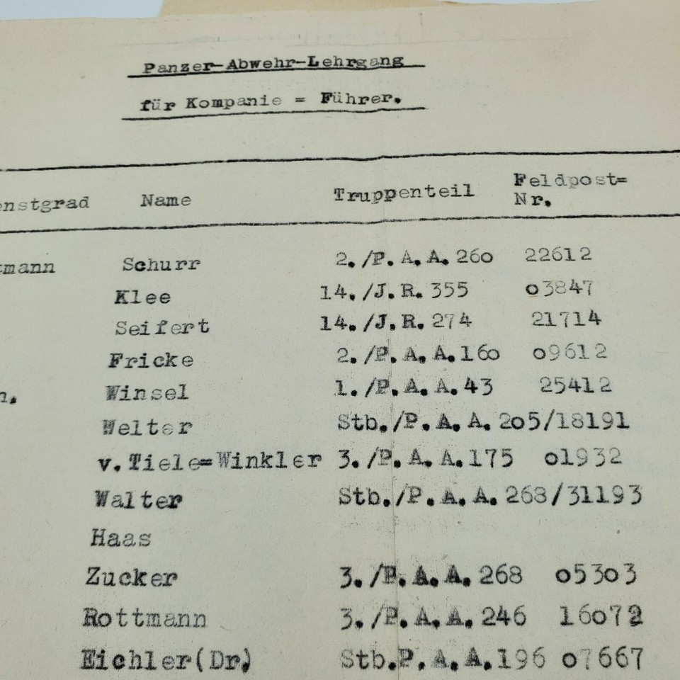 Original WW2 WW2 German Panzer anti tank document Wehrmacht leadership ...